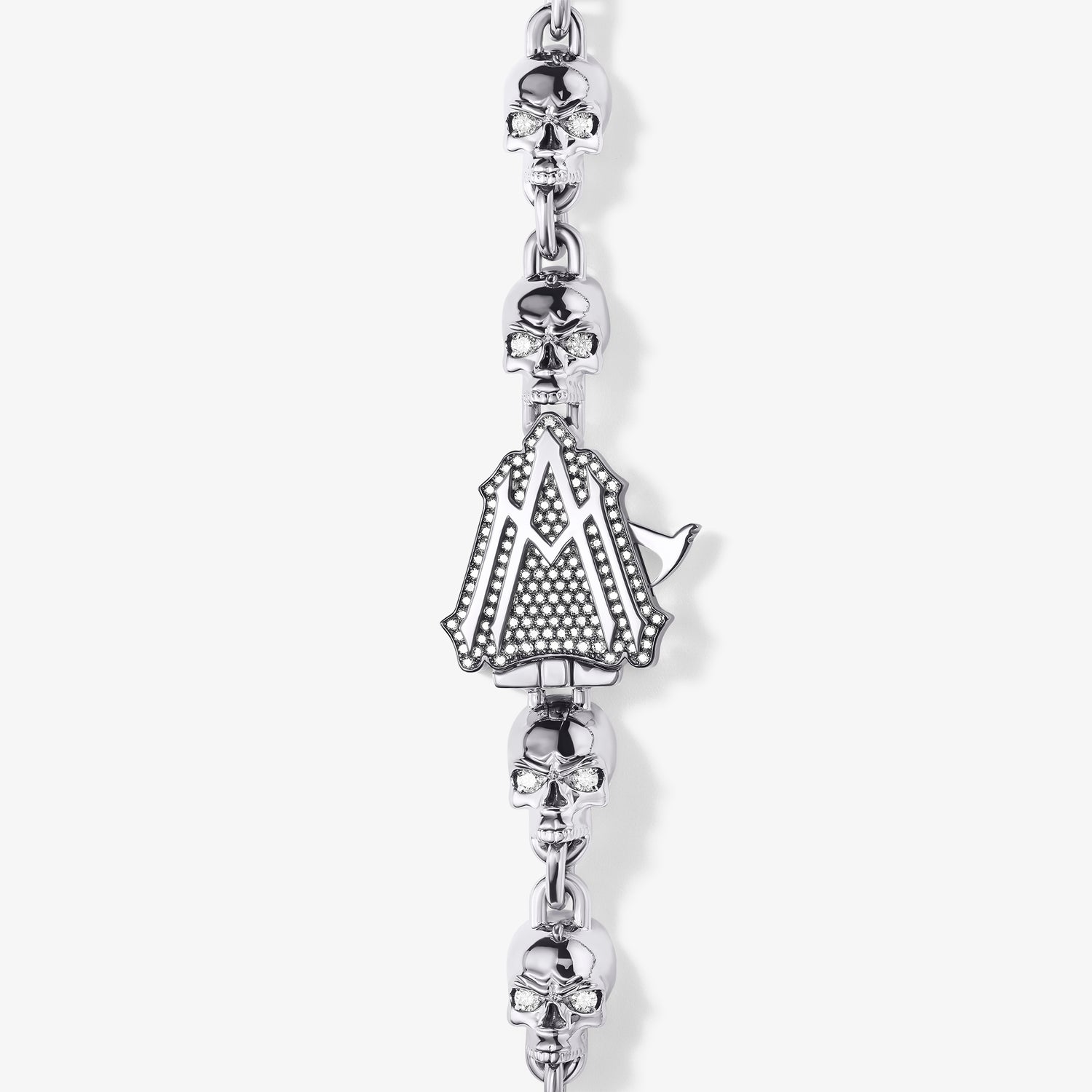 9mm Diamond Dead Head Link Necklace in 14K White Gold | Alex Moss New York