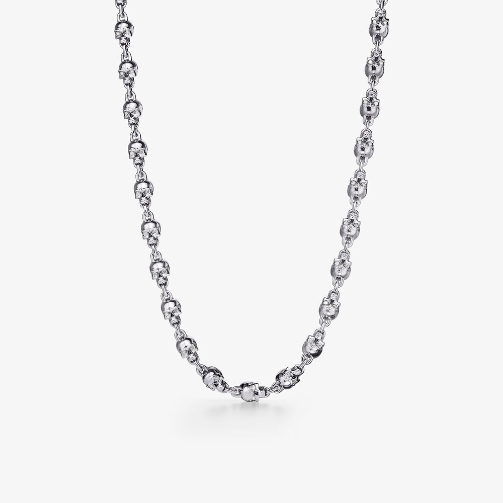 9mm Diamond Dead Head Link Necklace in 14K White Gold | Alex Moss New York