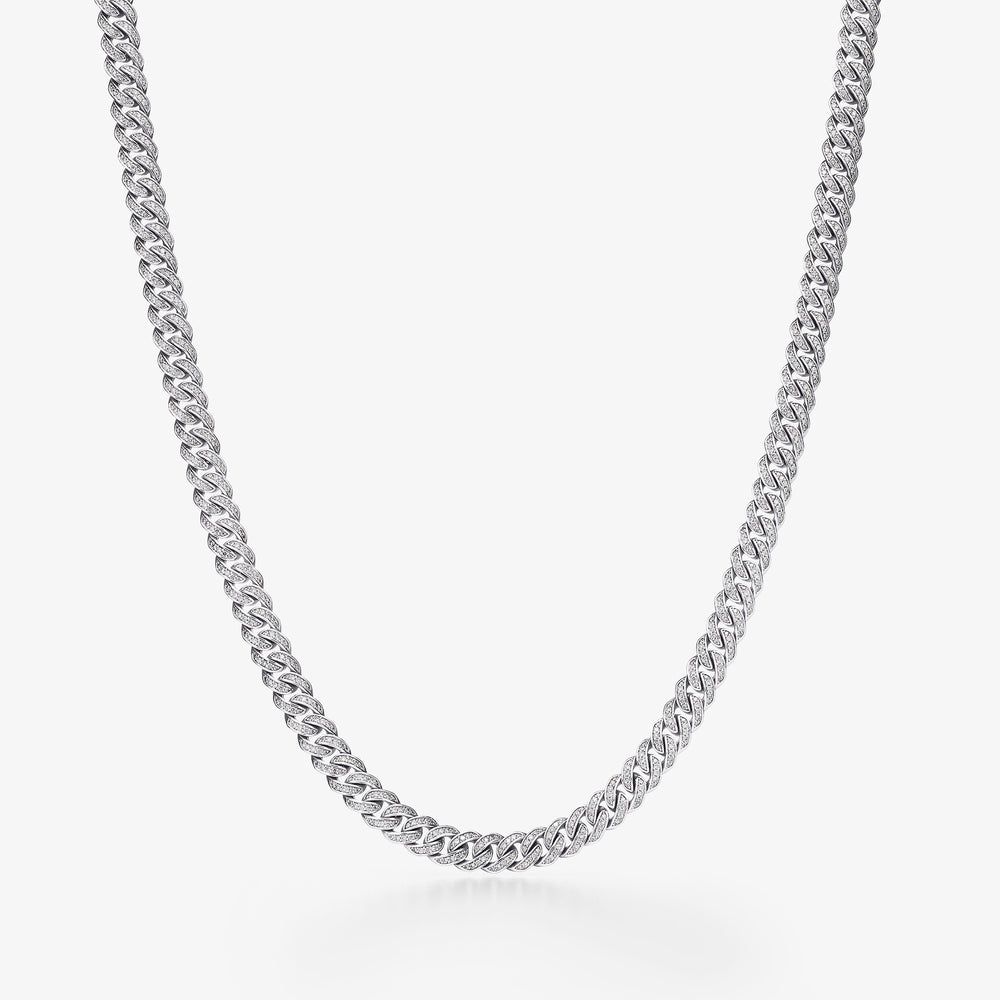 7mm Diamond Cuban Link Necklace Mini in 14K Gold | Alex Moss New York